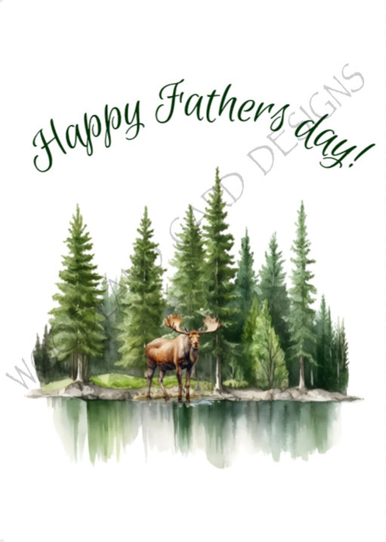 Happy Fathers Day Card - Moose Greeting Card - Digital Download Fathers ...