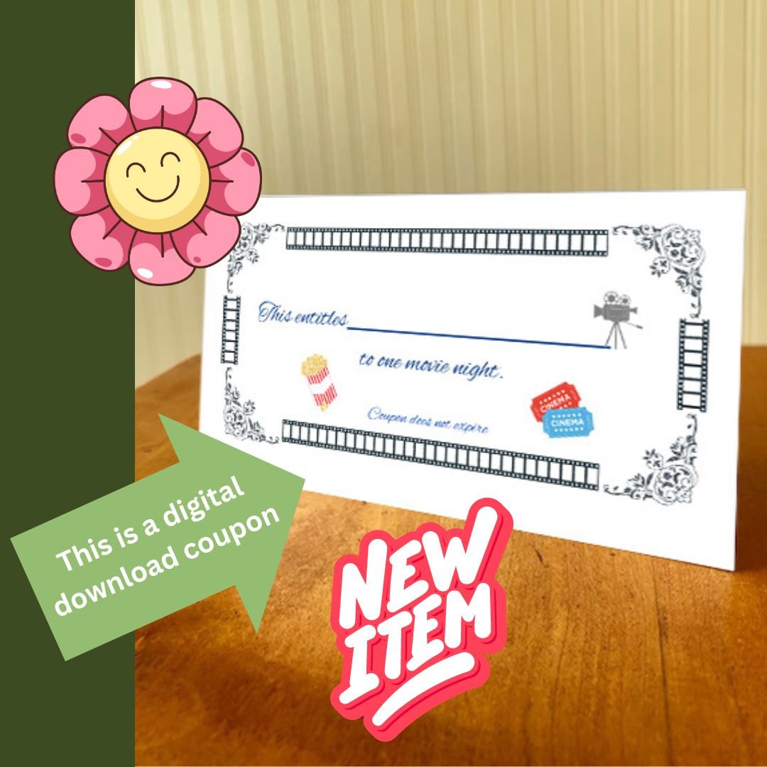 Printable Movie Night Coupon - Digital Download Gift Coupon - Print at ...