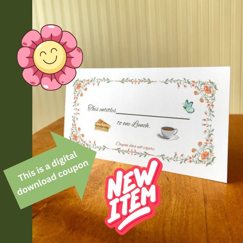 Printable Lunch Coupon - Digital Download Gift Coupon - Print at Home ...