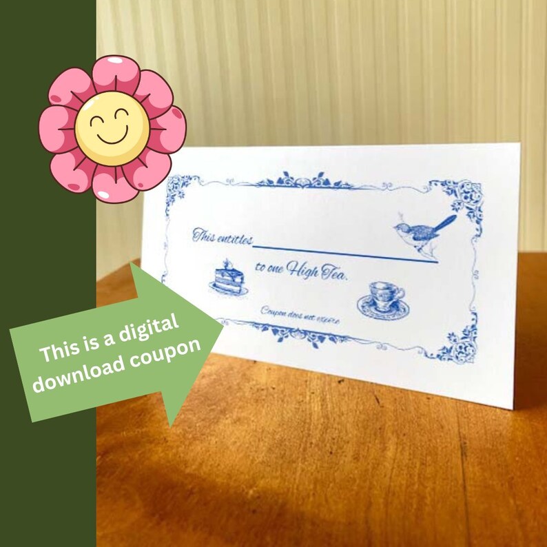 Printable High Tea Coupon -digital Download Gift Coupon -print at Home ...