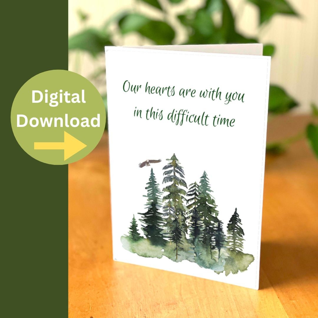 Sympathy Card With Eagle and Forest - Condolence Card - Hearts Are With ...