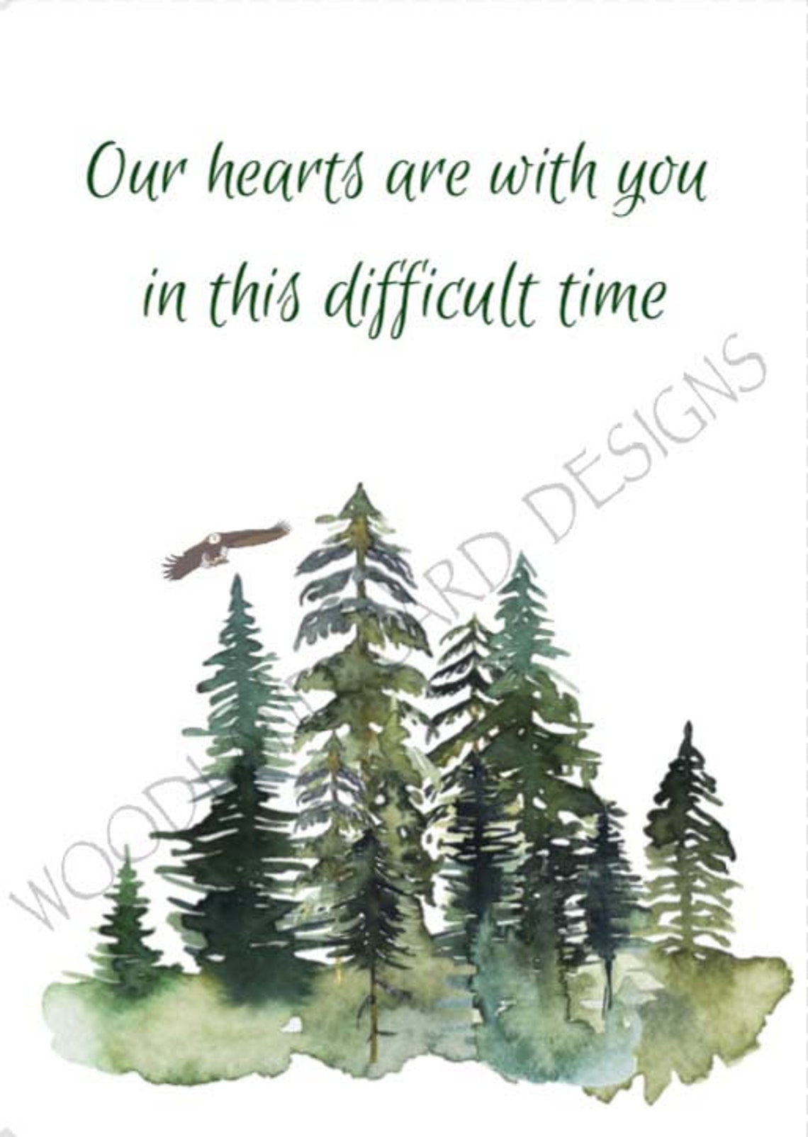 Sympathy Card With Eagle and Forest - Condolence Card - Hearts Are With ...