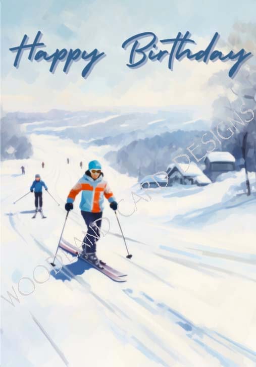 Skiing Birthday Card - Happy Birthday for a Skier -mountain Ski Run ...