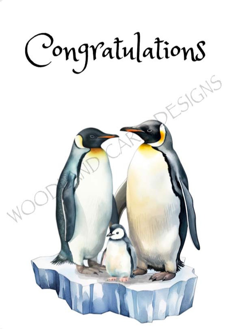 Penguin New Baby Card – Printable Congratulations Card (digital ...