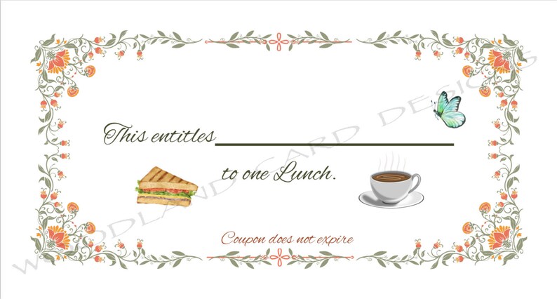 Printable Lunch Coupon - Digital Download Gift Coupon - Print at Home ...