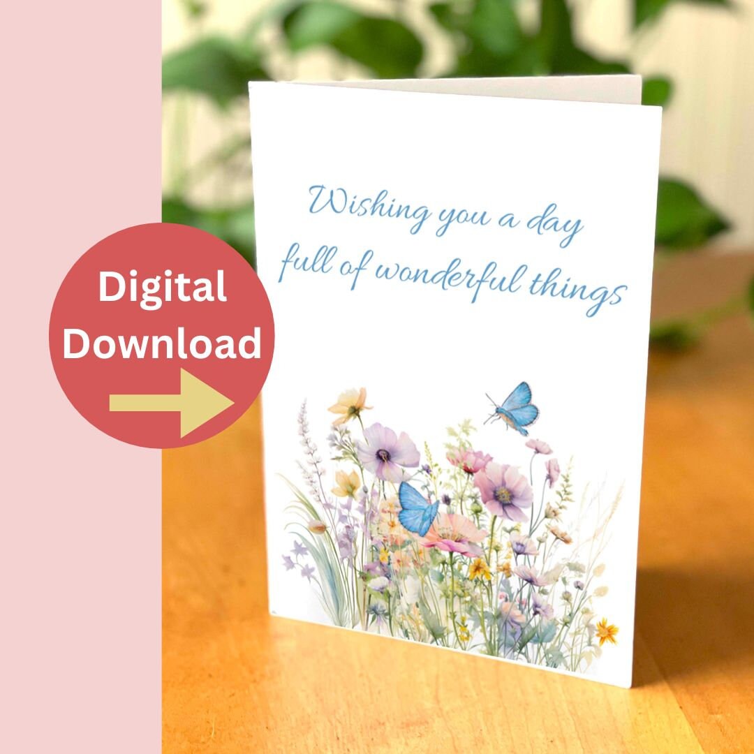 Digital Springtime Birthday Card - "wishing You Wonderful Things ...