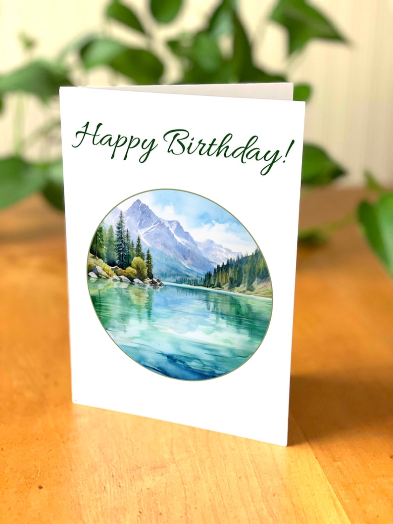 Printable Mountain Birthday Card - Happy Birthday for a Fisherman ...