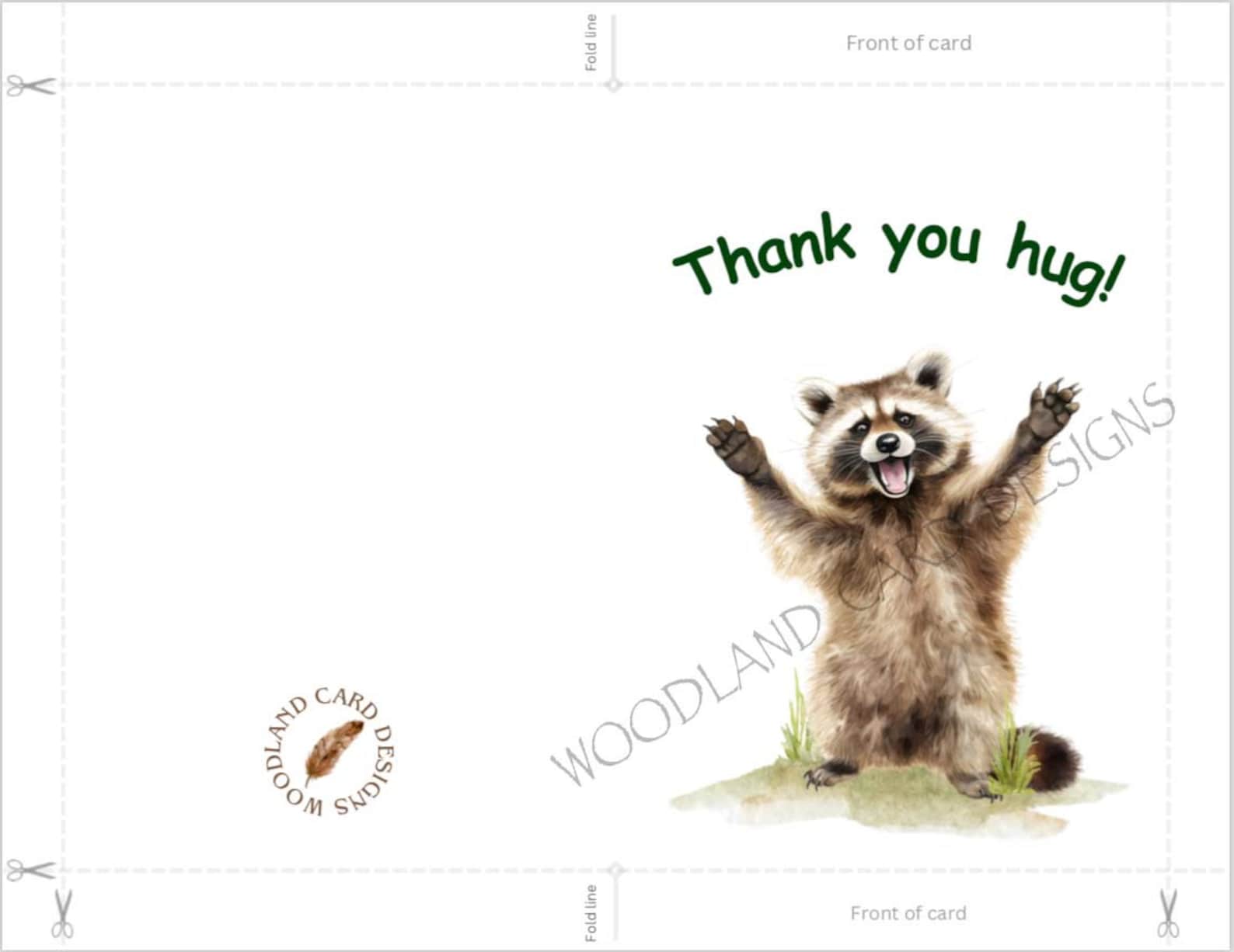 Raccoon Digital Thank You Card - Card With a Hug - Virtual Hug Digital ...