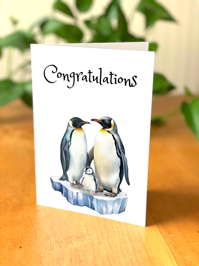 Penguin New Baby Card – Printable Congratulations Card (digital ...