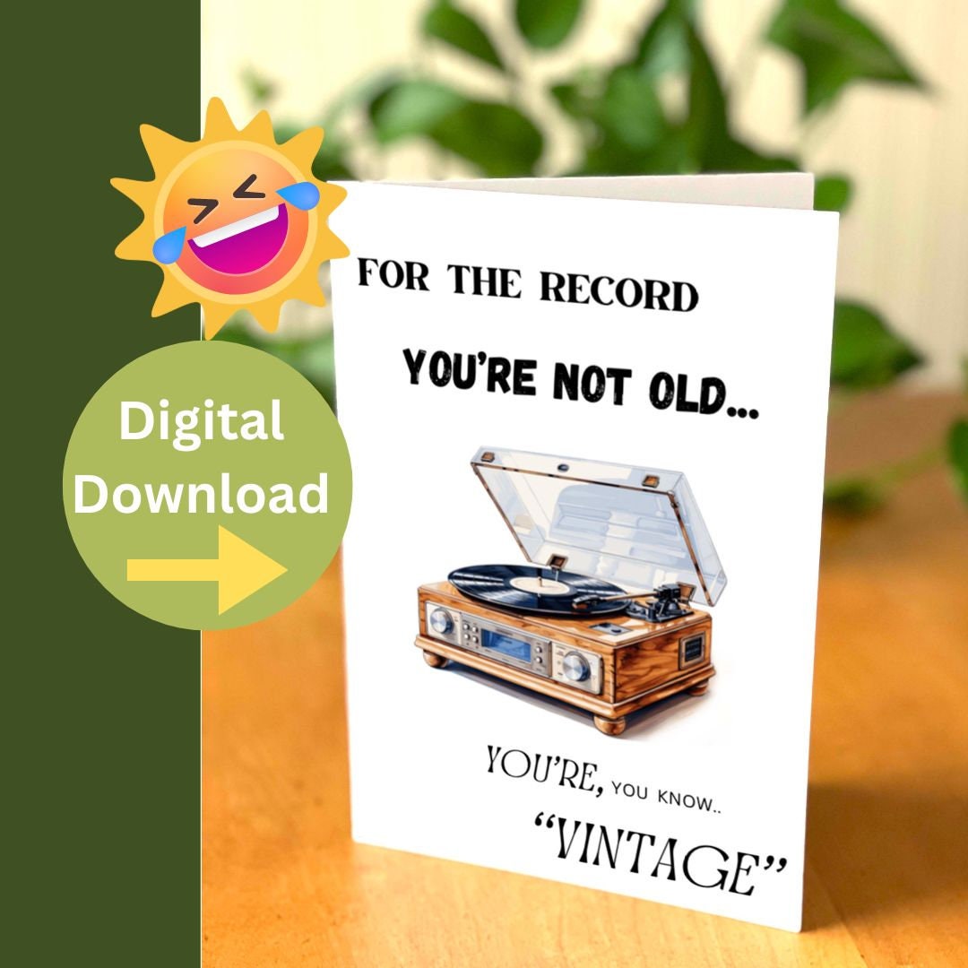 Funny Birthday Card - Vintage Record Player Birthday Card - You're ...