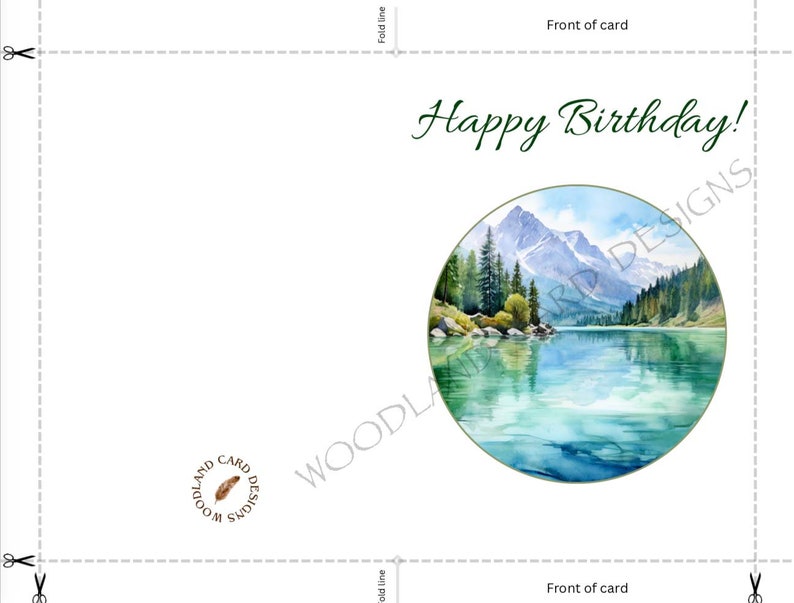 Printable Mountain Birthday Card - Happy Birthday for a Fisherman ...