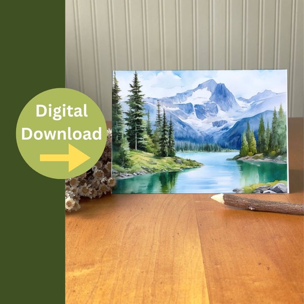 Mountain Water Color Card - Etsy