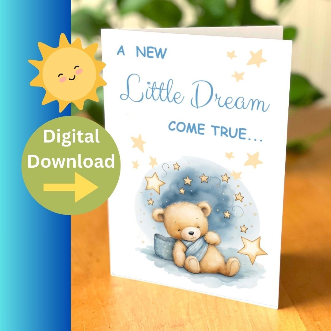Cute Bear New Baby Card – Printable Congratulations (digital Download ...