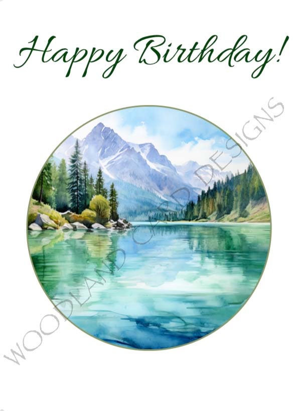 Printable Mountain Birthday Card - Happy Birthday for a Fisherman ...