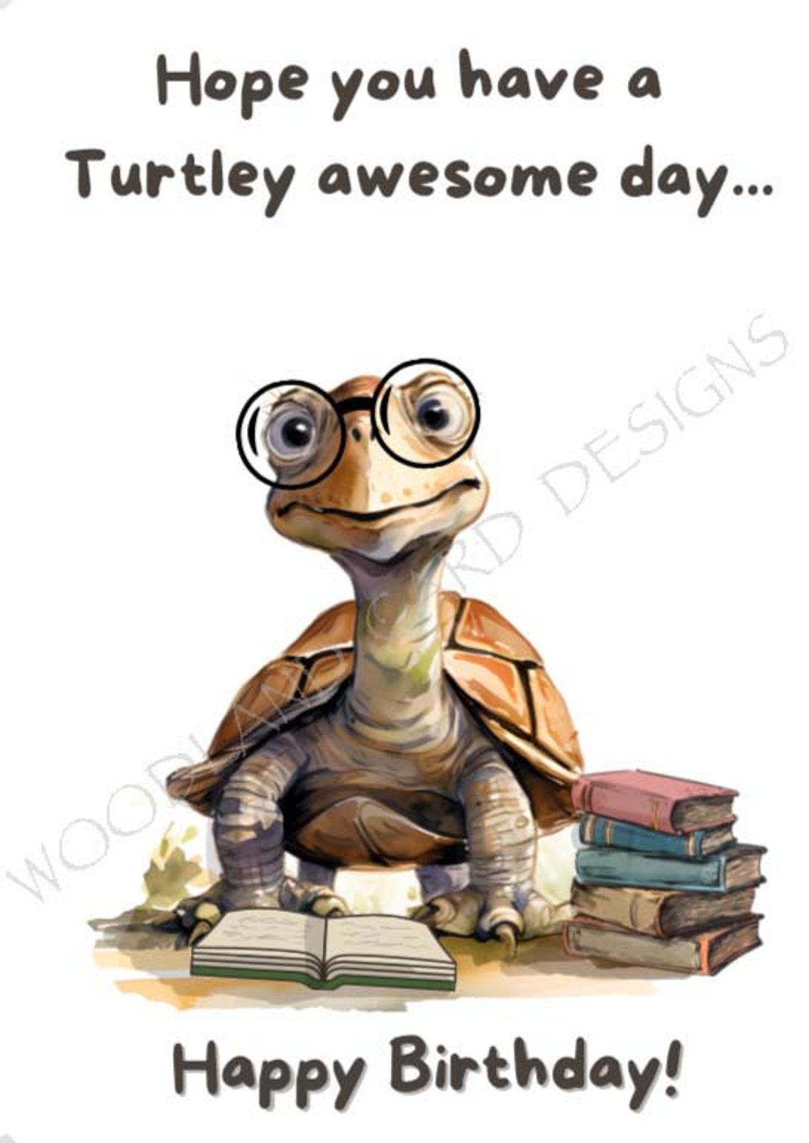 Cute Turtle Birthday Card - Avid Reader, Digital Download - Etsy
