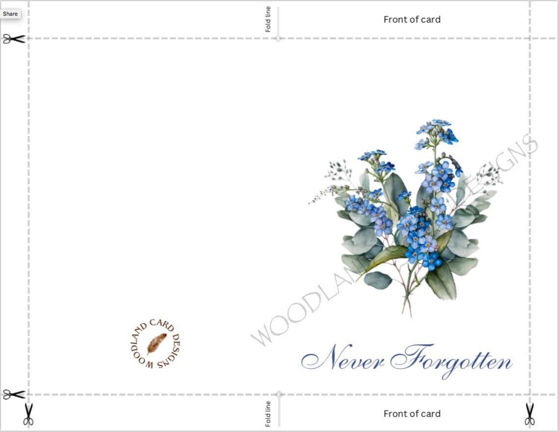 Never Forgotten Sympathy Card - "forget Me Nots" Floral Bouquet ...