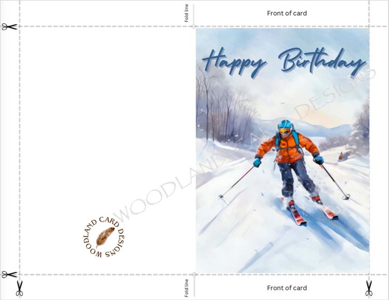 Printable Ski Birthday Card - Happy Birthday for a Skier - Skiing ...