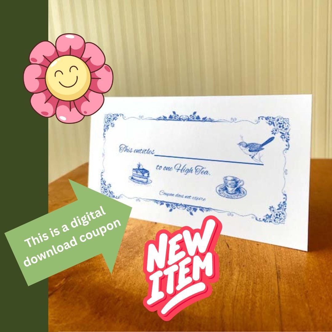 Printable High Tea Coupon -digital Download Gift Coupon -print at Home ...