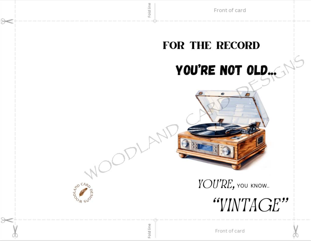 Funny Birthday Card - Vintage Record Player Birthday Card - You're ...
