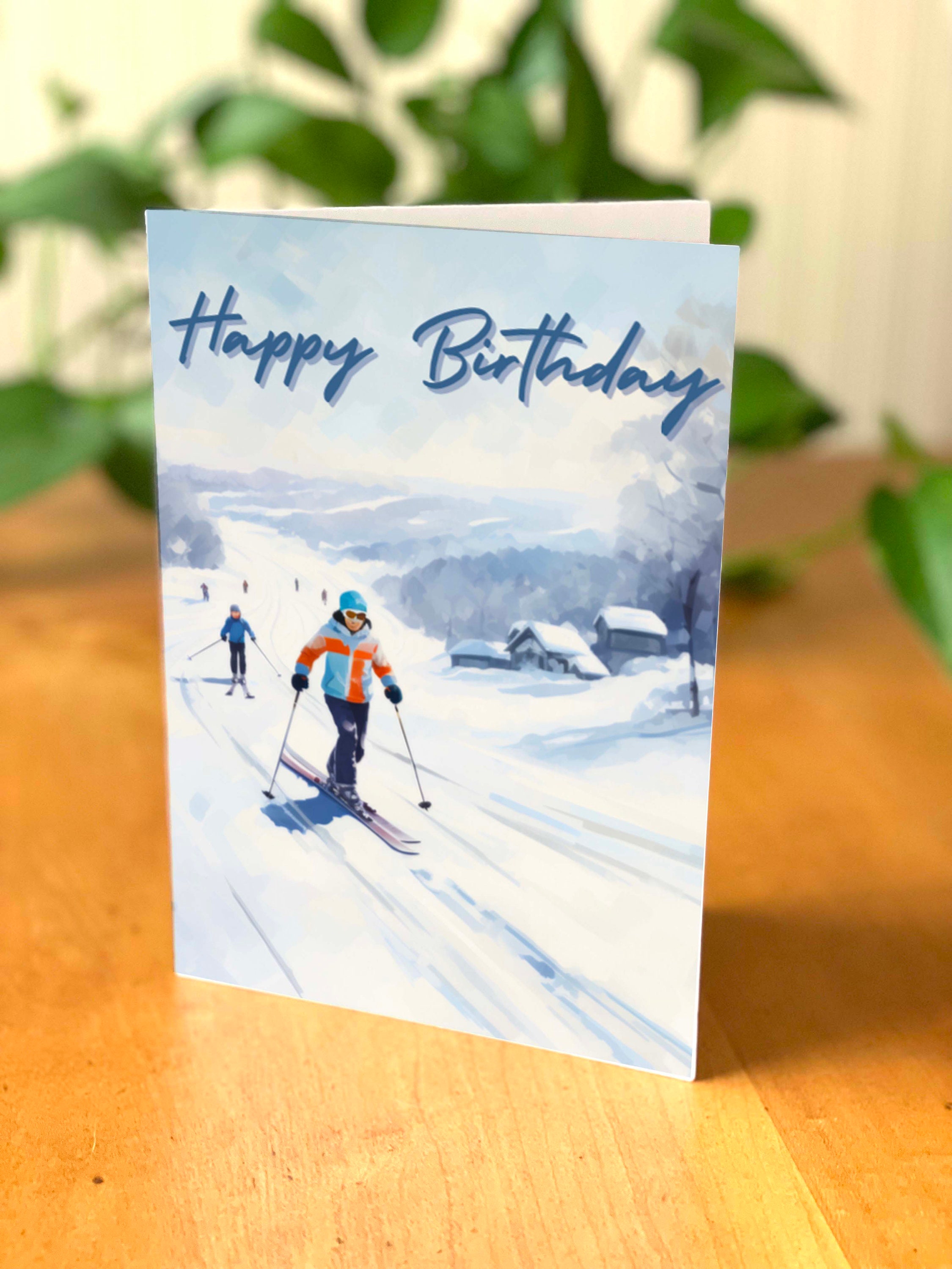 Skiing Birthday Card - Happy Birthday for a Skier -mountain Ski Run ...