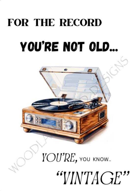 Funny Birthday Card - Vintage Record Player Birthday Card - You're ...