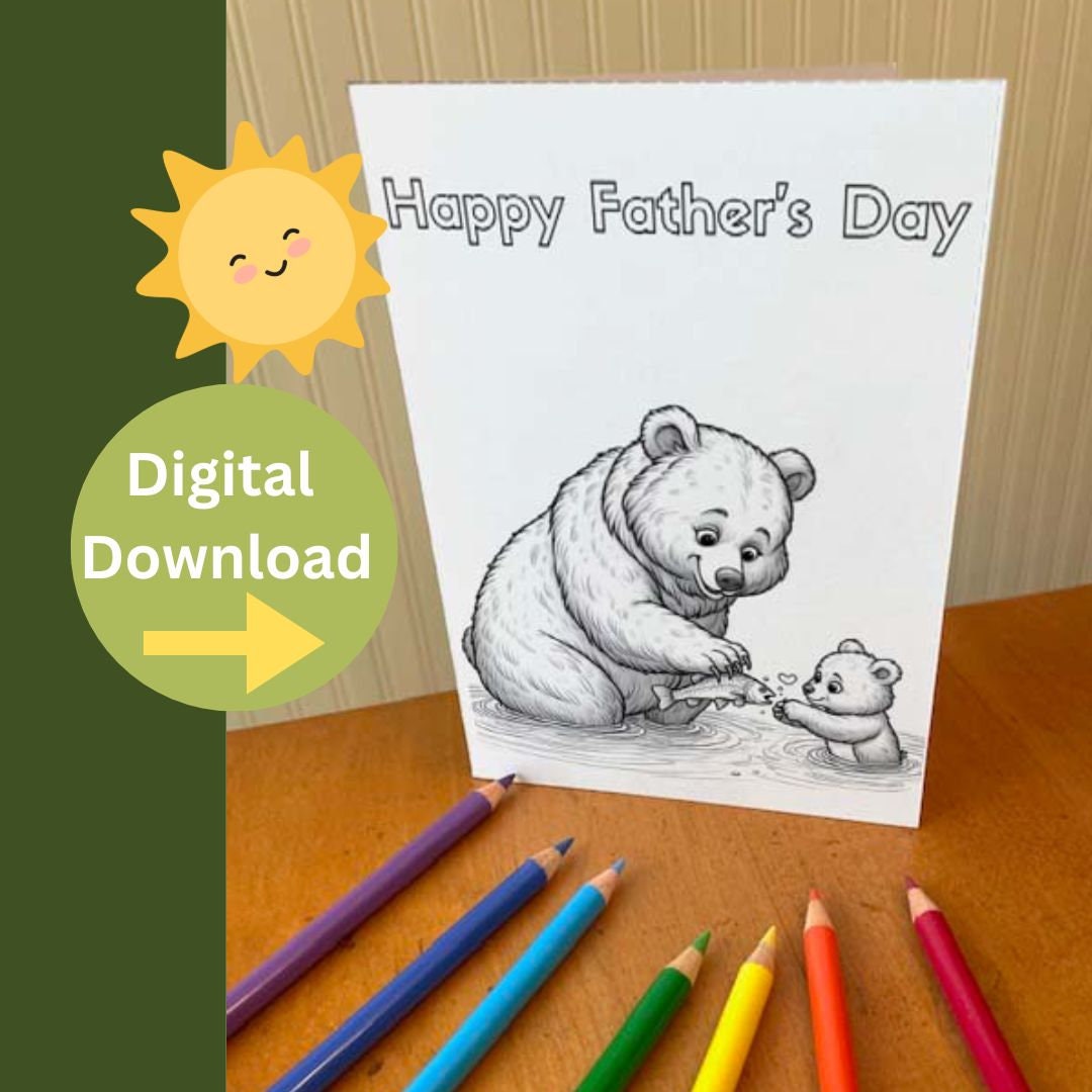 Colour in Father's Day Card - Printable Sweet Greeting for Dad - Papa ...