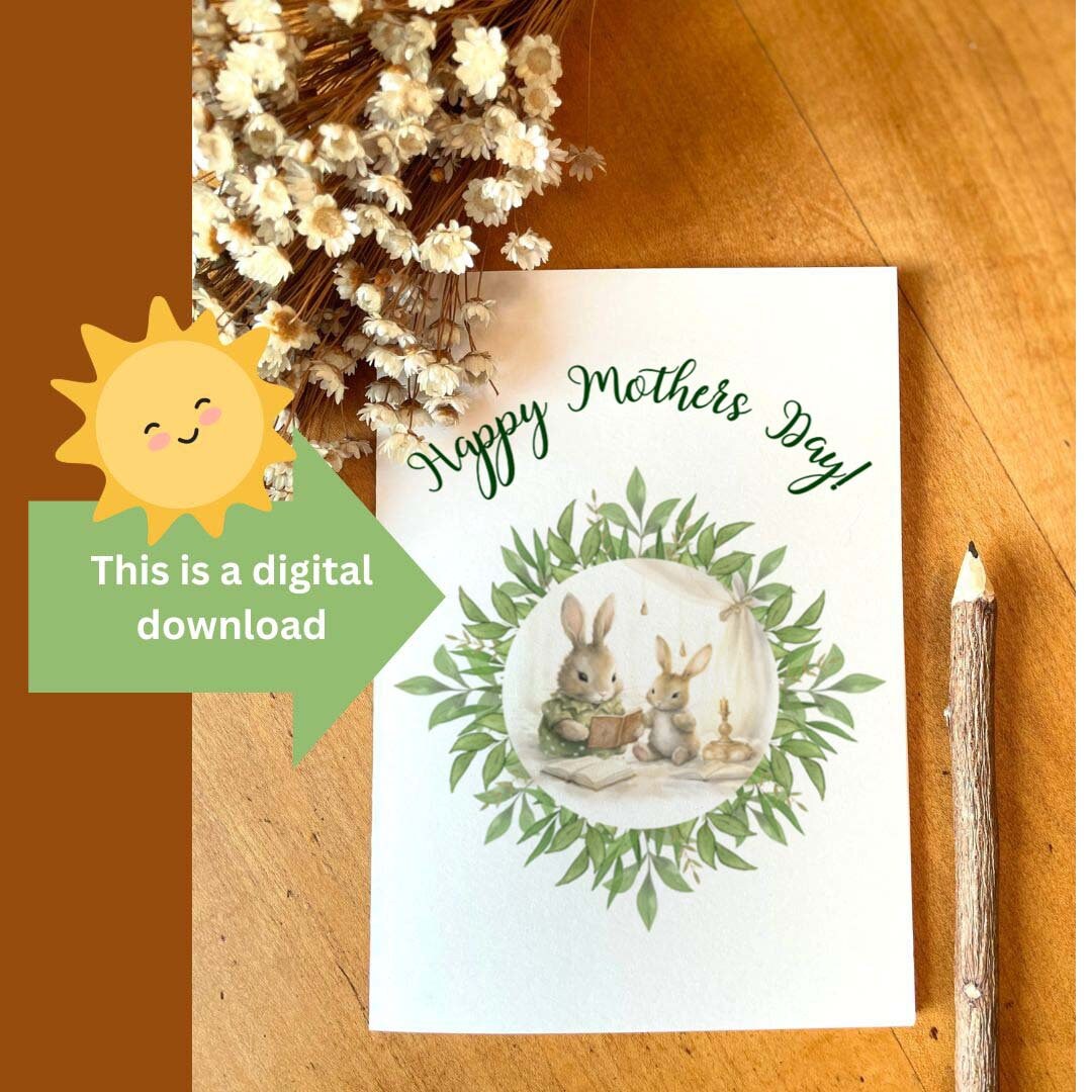 Mother's Day Bunny Card Printable Sweet Greeting for Mom Cute Momma ...