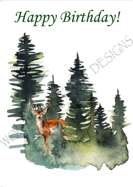 Printable Wilderness Birthday Card -happy Birthday Card With Deer and ...