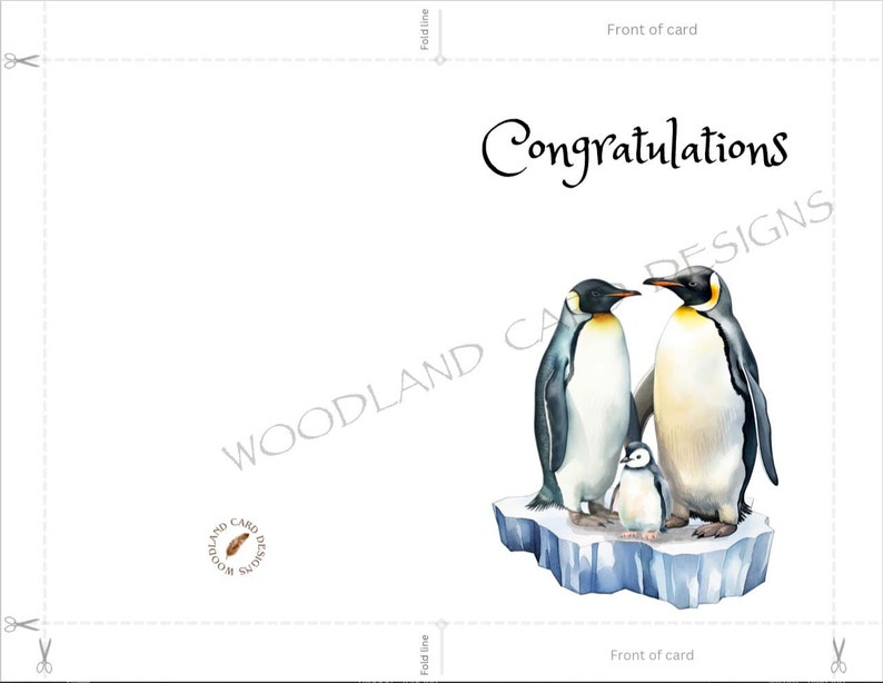Penguin New Baby Card – Printable Congratulations Card (digital ...