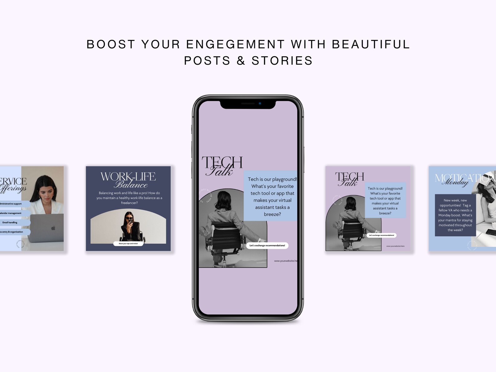 Virtual Assistant Instagram Templates Social Media Manager Personalized ...