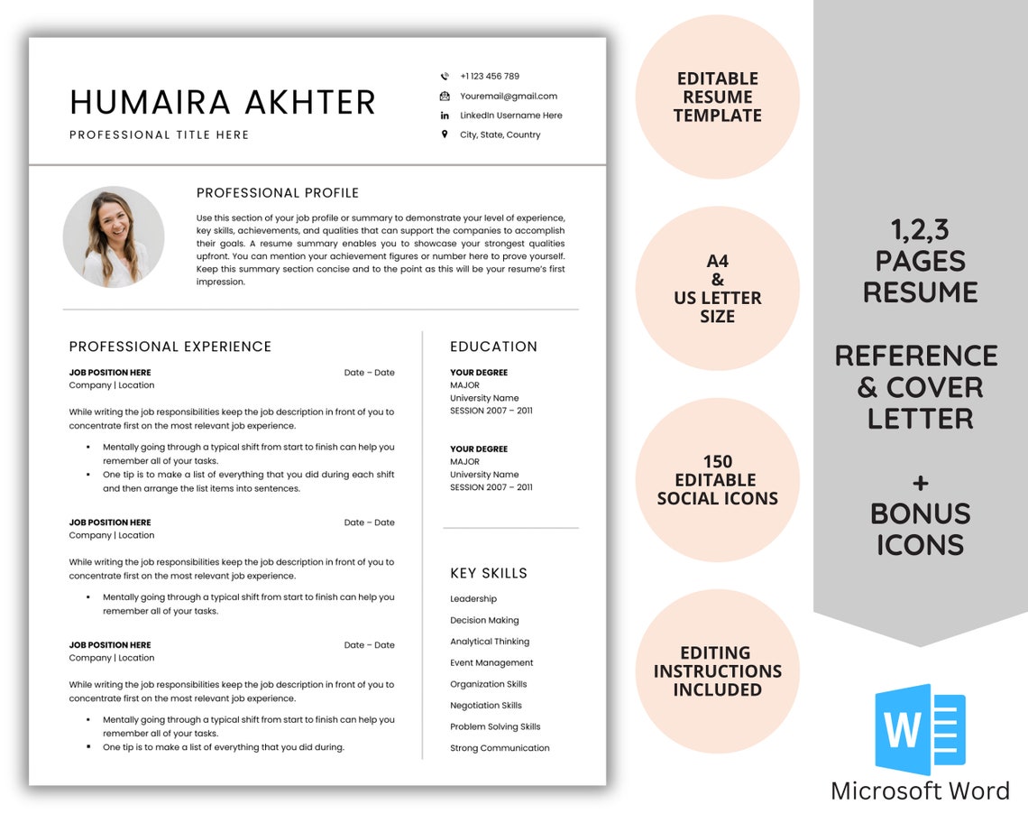 CV Template Word, Resume Template With Photo, Interview Resume ...
