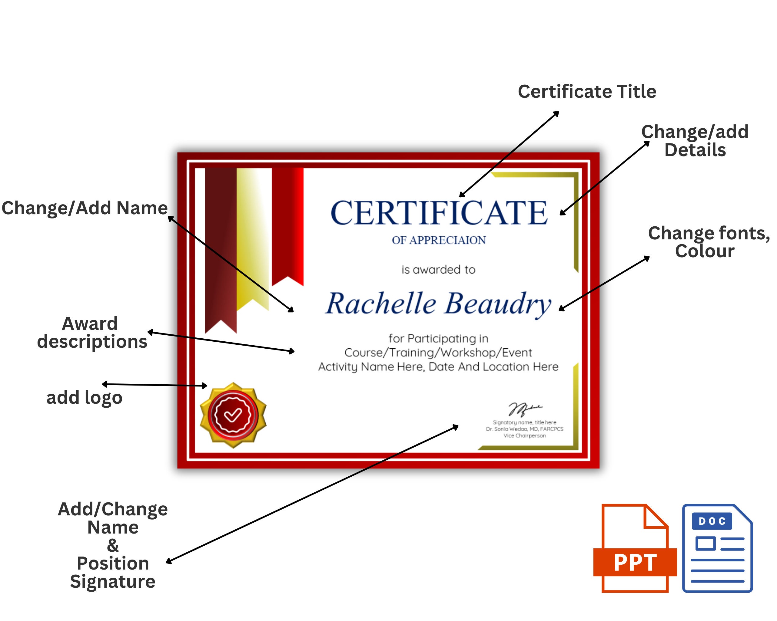 Editable Certificate of Appreciation Templates, Professional Award ...