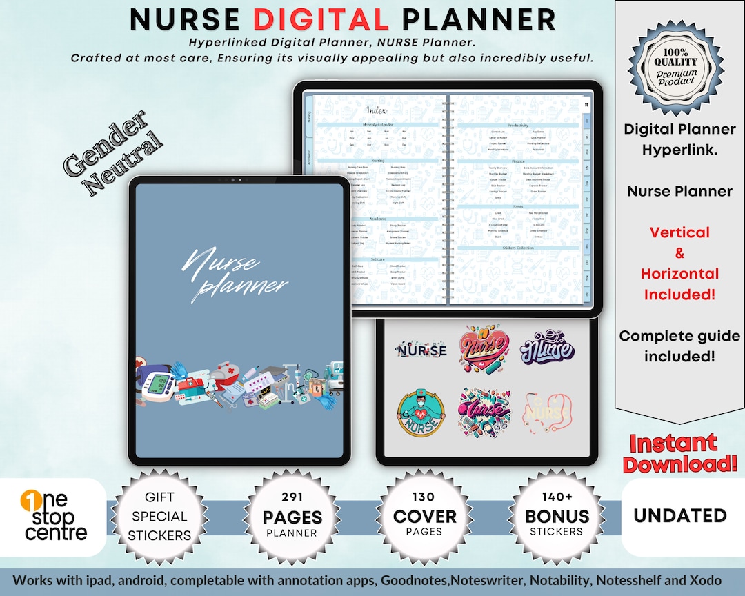 Nursing Student Digital Planner Goodnotes, Academic Planner, Nursing ...