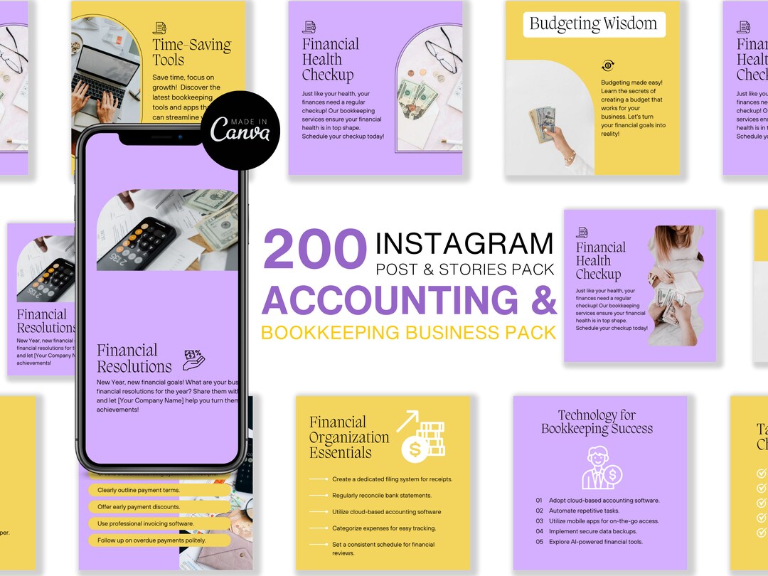 Accounting Instagram Templates: Bookkeeping Social Media Posts (200) - Etsy
