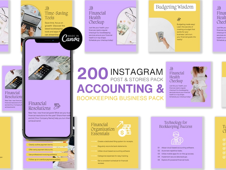 Accounting and Bookkeeping Business Marketing Instagram Templates ...