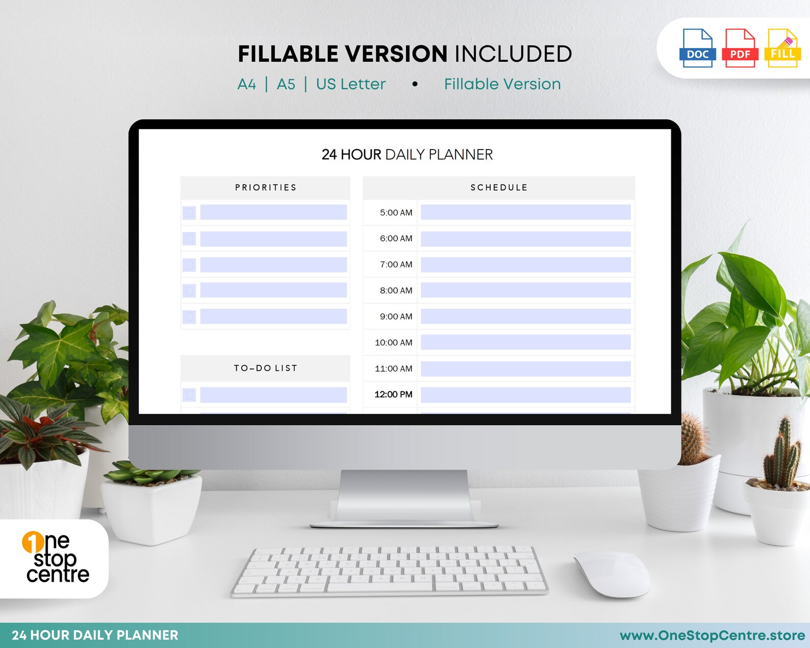 Editable Daily Planner Printable Templates, 24 Hour Daily Digital ...