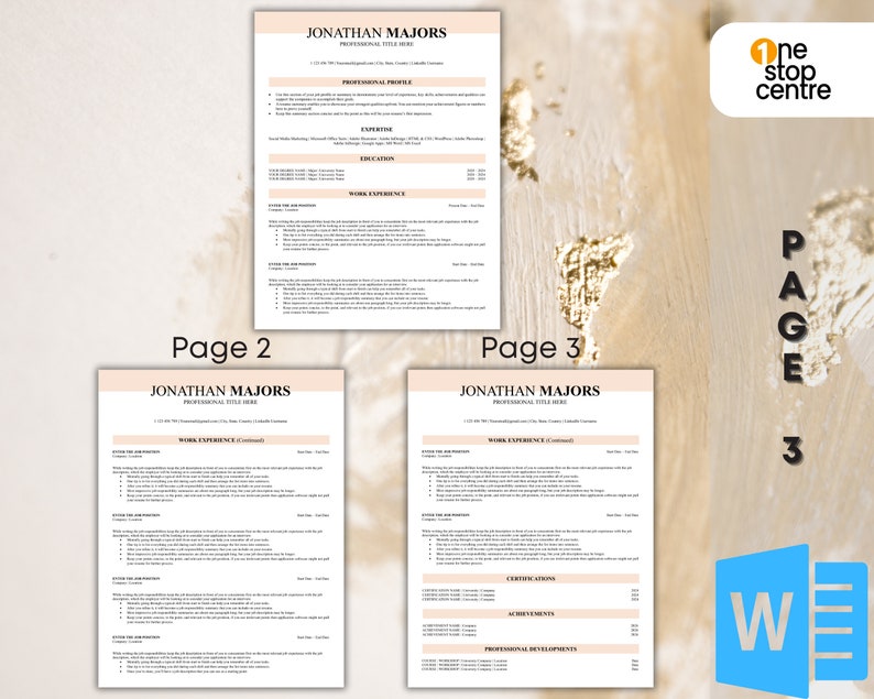 Modern ATS Resume Cv Template for Word, CV Template Clean, Professional ...