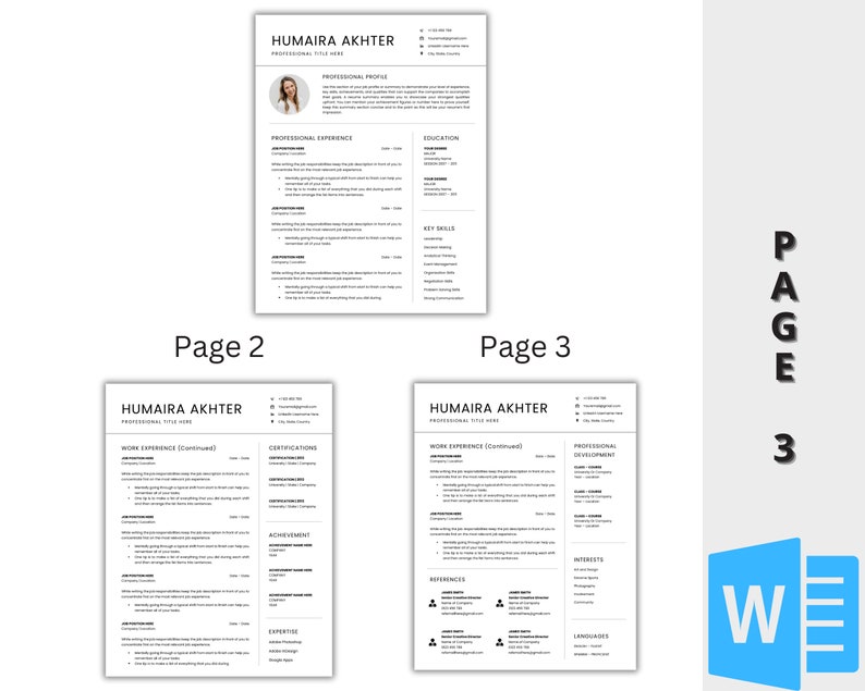 CV Template Word, Resume Template With Photo, Interview Resume ...