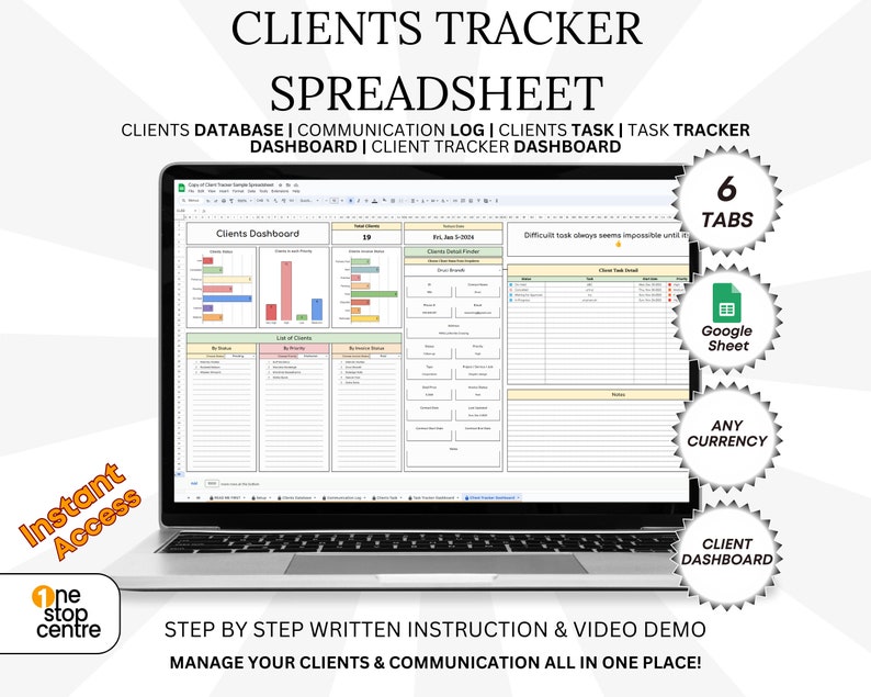Client Tracker Management Google Spreadsheet Template for Small ...