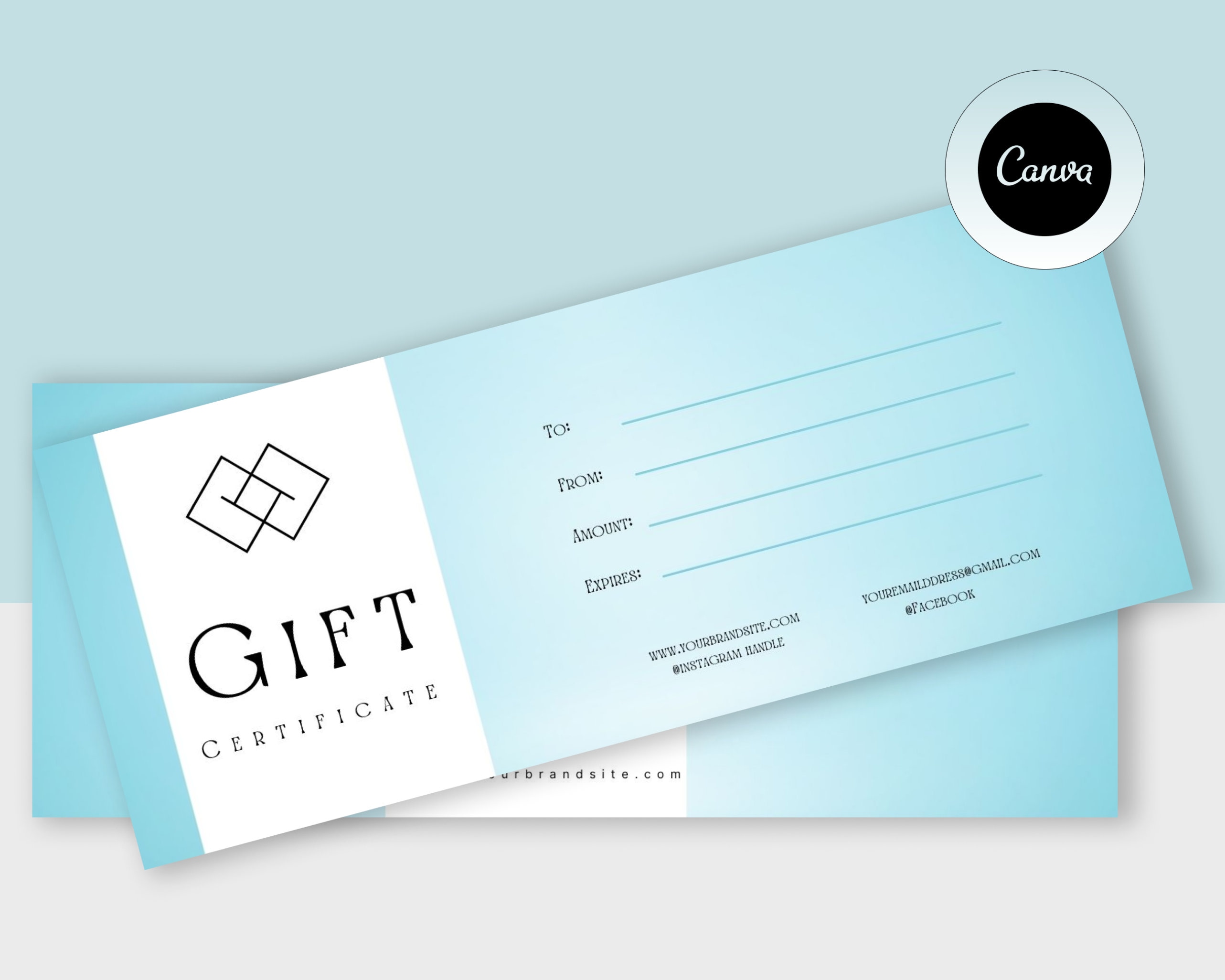 Editable Gift Template Certificate, Add Your Logo Gift Card, Canva ...
