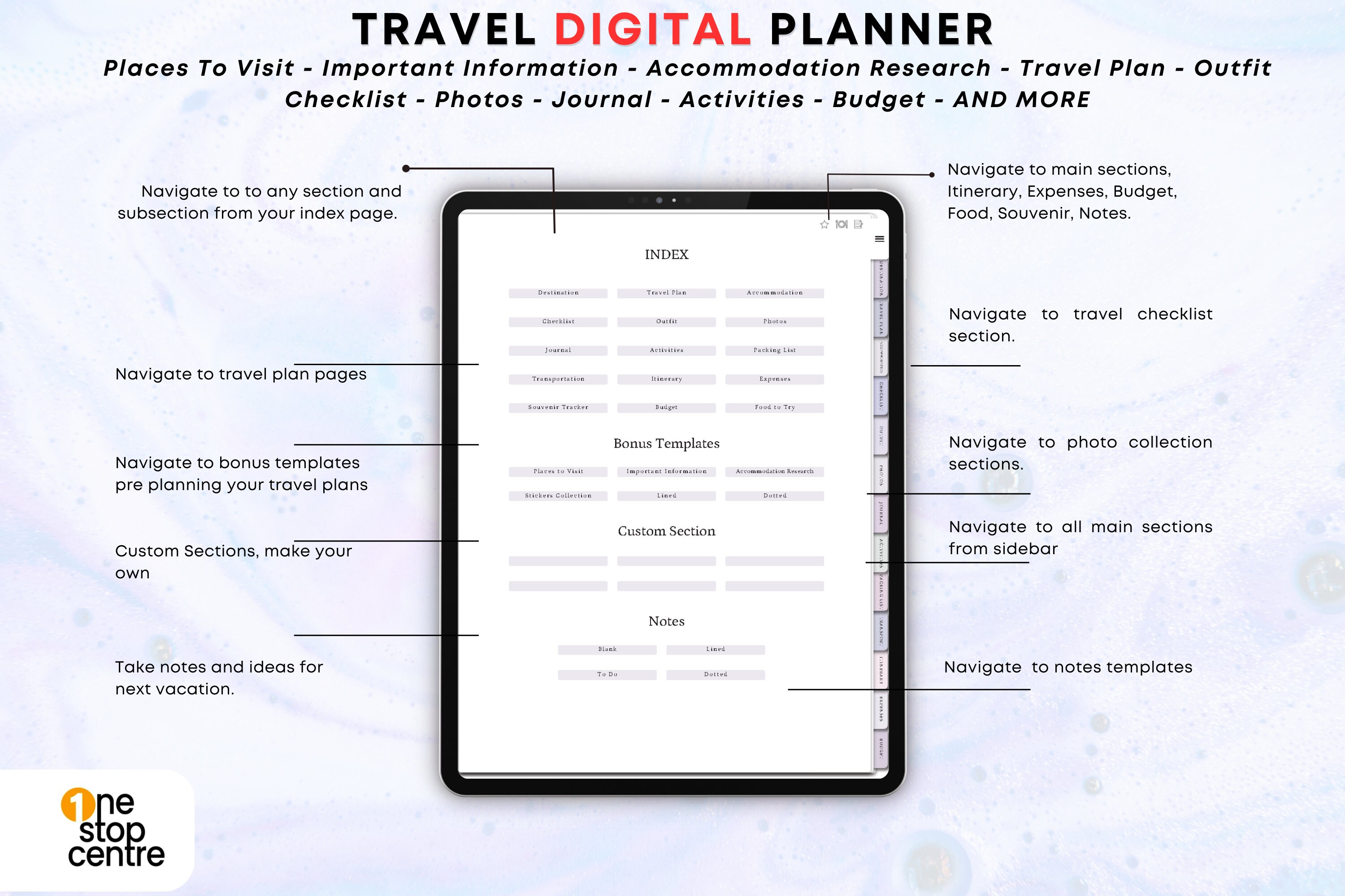 Goodnotes Digital Travel Planner, Travel Itinerary Journal Templates ...
