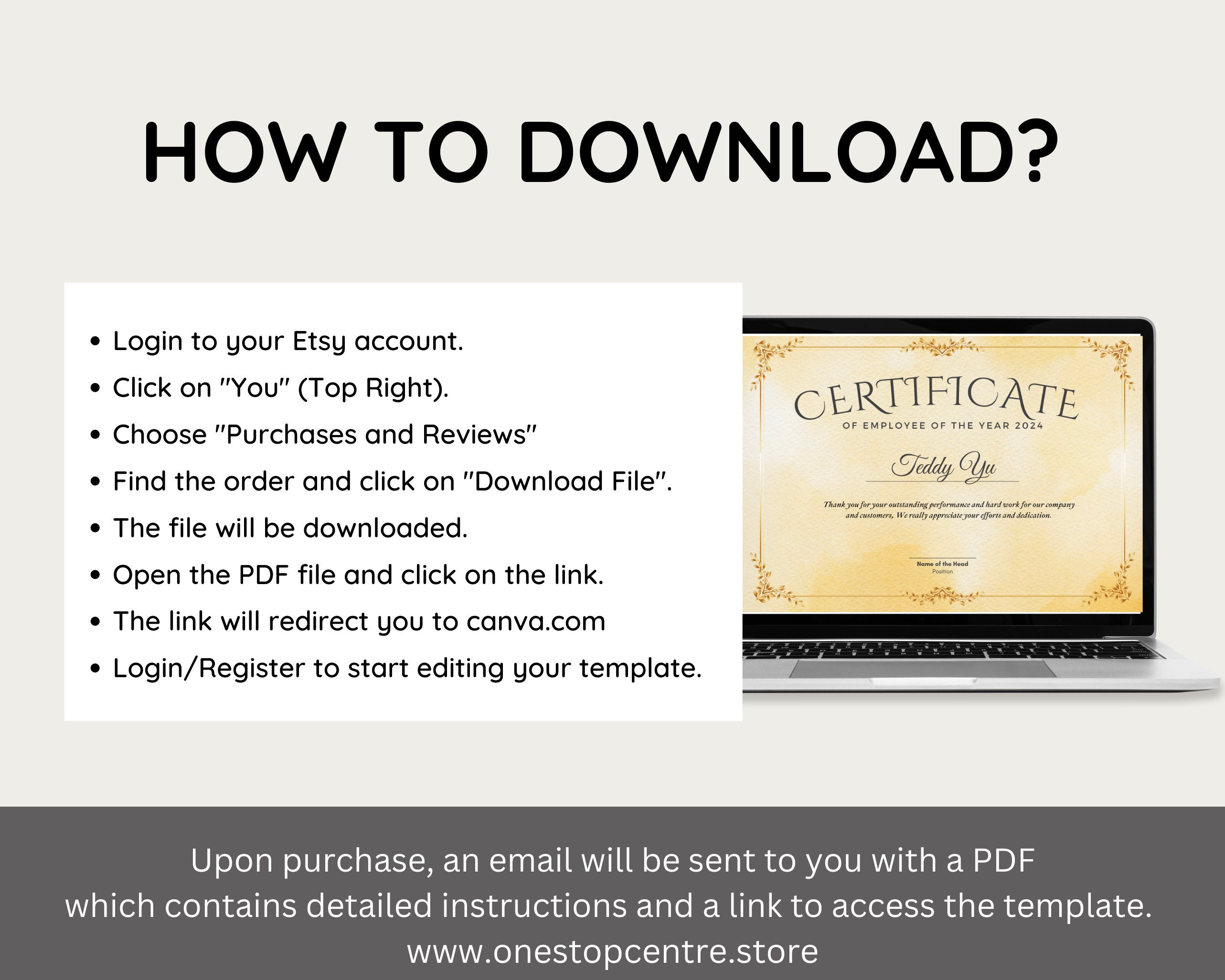 Golden Editable Certificate Template, Employee of the Year, Employee ...