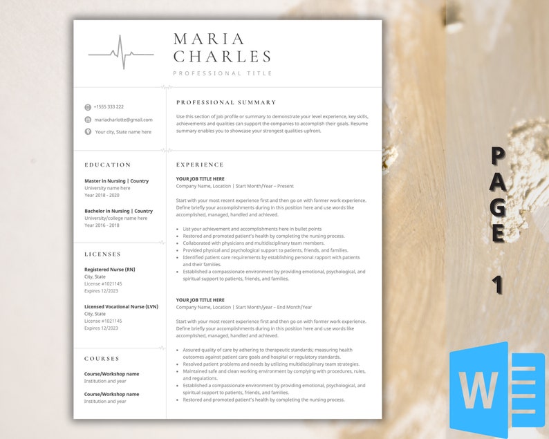 Minimalist Resume Template for Word CV Templates Clean - Etsy