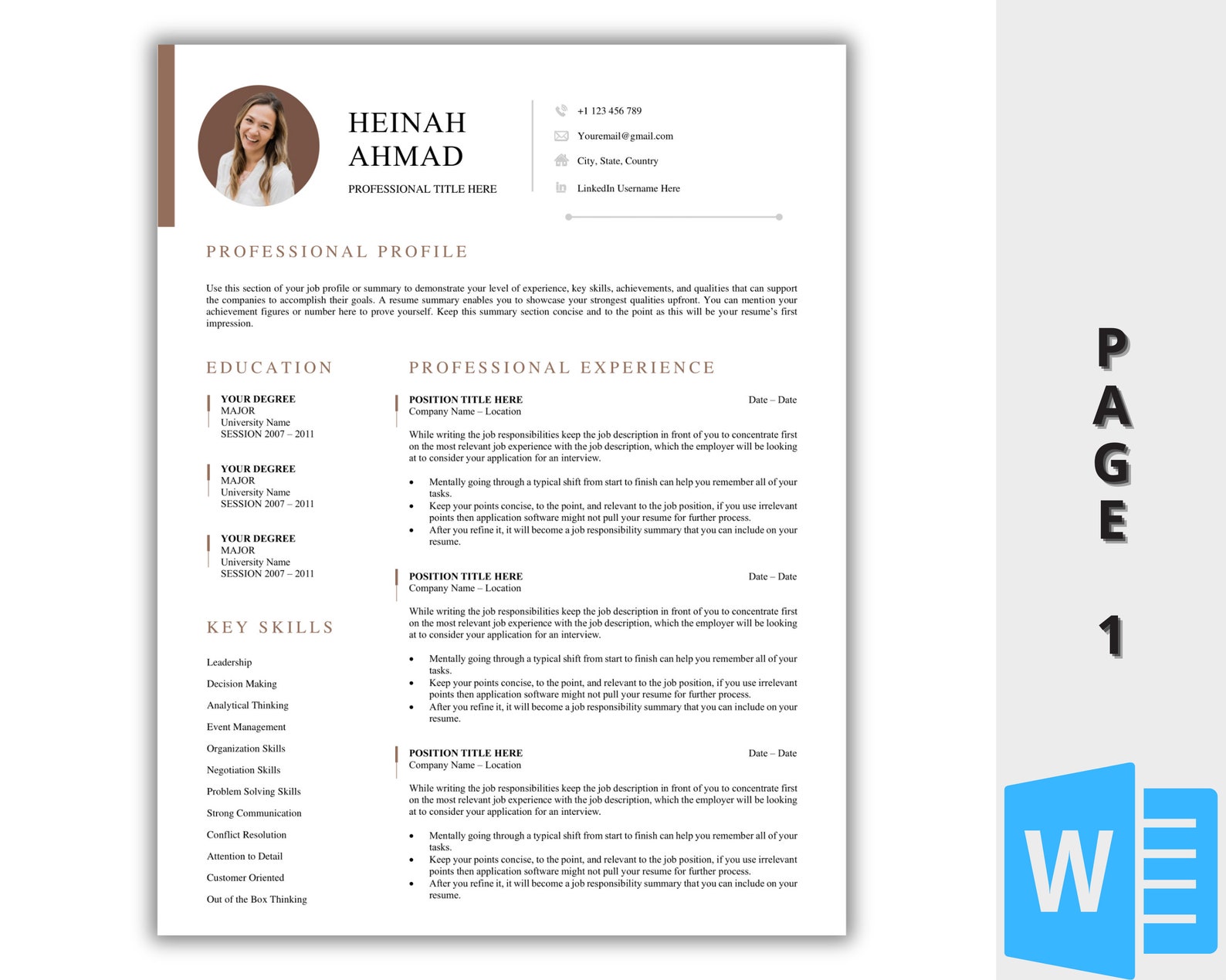 Minimalist Resume Template, CV Template Clean, Simple, Modern Resume ...