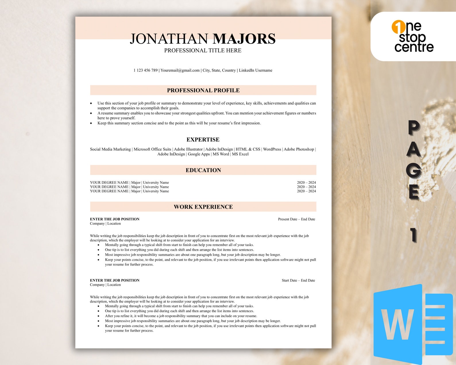 Modern ATS Resume Cv Template for Word, CV Template Clean, Professional ...