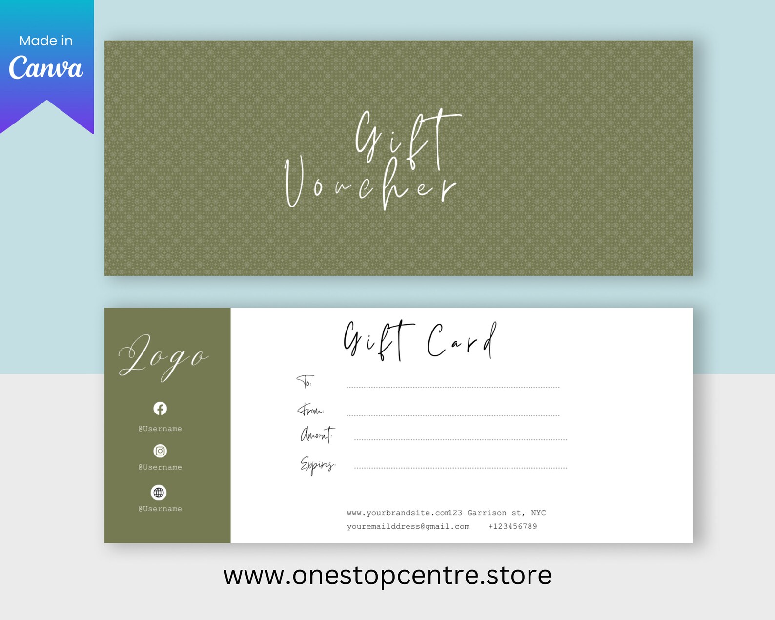 Editable Gift Voucher Template Add Logo Gift Certificate DIY Gift