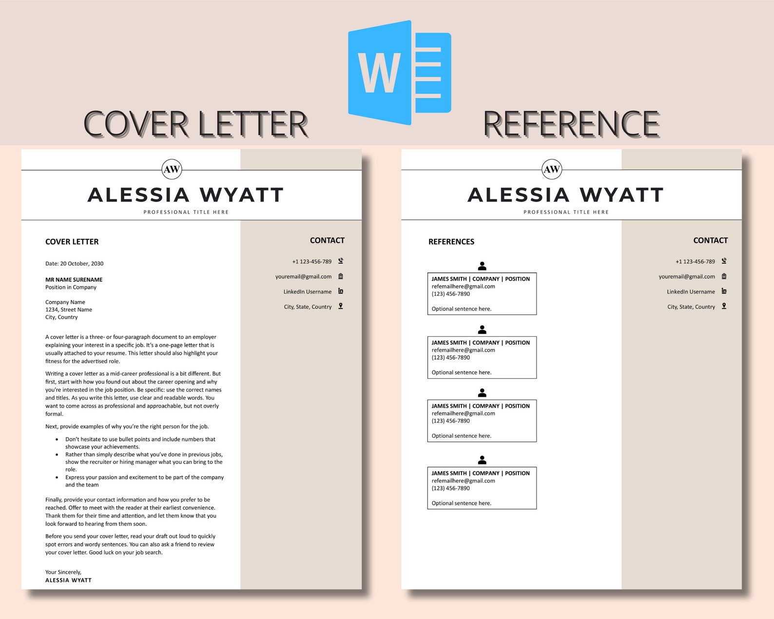 Editable Resume Template for Word, CV Template Words, Resume Template ...