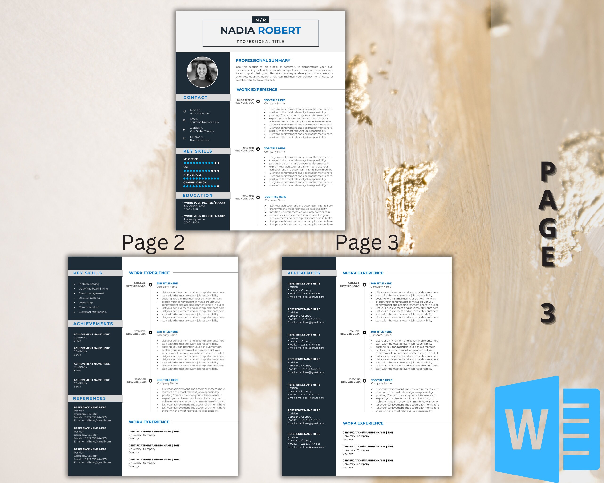 Editable Professional Resume Template for Word, Modern CV Template With ...