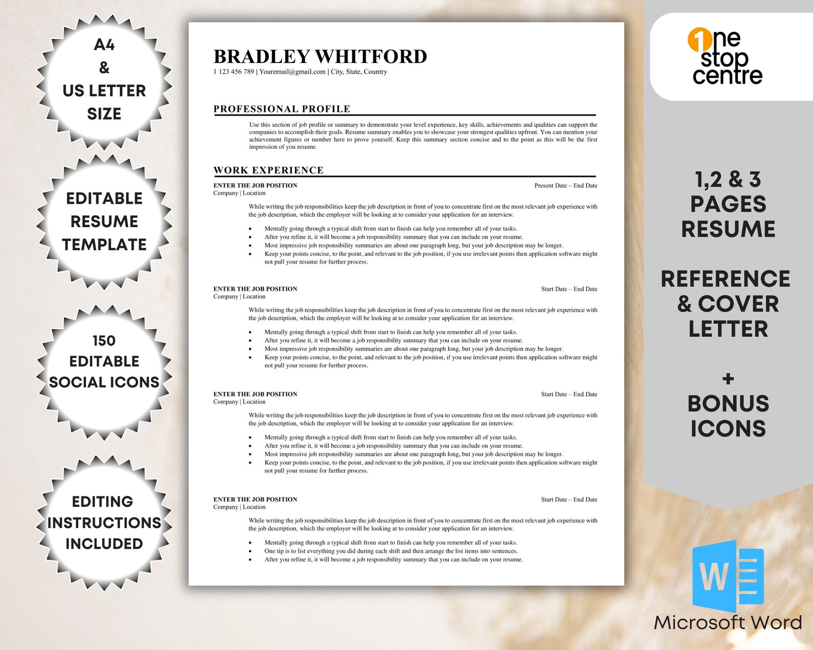 Executive ATS Resume Template for Word, CV Templates Clean ...