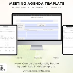 Editable Work Meeting Notes Agenda Templates, Printable Meeting ...
